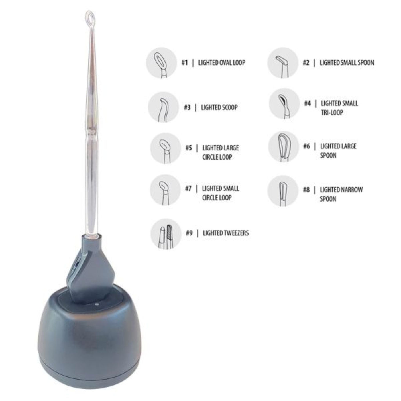 Lightbeam Lighted Ear Curette Complete Starter Kit | 9 Curette Styles ...